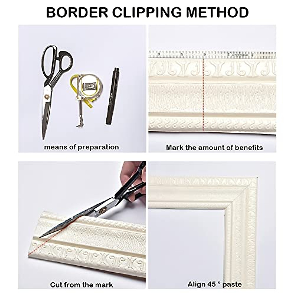 Puoxiuna 1PC Peel and Stick Trim Molding Wallpaper Border Wall Panels 90x3In Foam Molding Trim Self-Adhesive Skirting Line Waterproof 3D Wall Sticker Baseboard Decorative Strips for Bathroom Kitchen