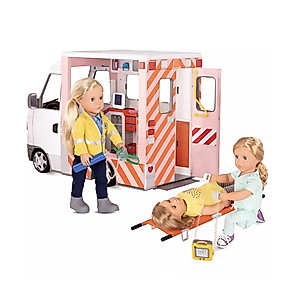 Our Generation Rescue Ambulance Playset with Electronics for 18 Dolls"