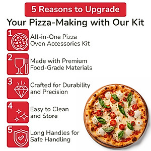 Senwosa Pizza Oven Accessories Kit w/Pizza Peel 12 inch, Pizza Oven Brush & Stone Scraper, Turner/Bubble Popper Bundle - Tools & Supplies Set - Compatible with Outdoor Ooni, Gozney, Ninja, Solo Ovens