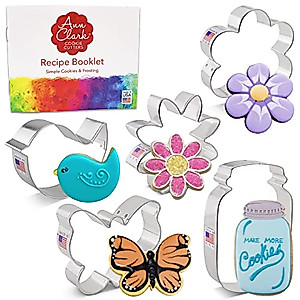 Summer Flower Garden Cookie Cutters 5-Pc Set Made in USA by Ann Clark, Butterfly, Bird, Flower, Daisy, Mason Jar
