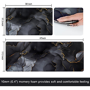 BLEUM CADE 2 PCS Kitchen Rugs and Mats Black Marble Kitchen Mats for Floor Anti Fatigue PVC Waterproof Leather Runner Rug Non Slip Cushioned Standing Mat for Sink Laundry 17.3''x30''+17.3''x47''