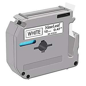 NineLeaf Compatible for Brother P Touch M Tape M-K231 M-K231S MK231 M231 12mm 0.47'' White Label Tape Work with Ptouch PT-M95 PT-90 PT-70 PT-70SR PT-65 PT-85 PT-45 Label Maker Refills