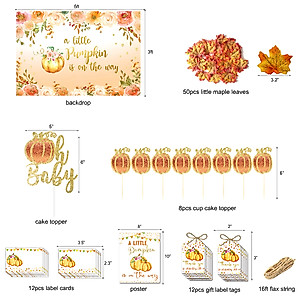 Little Pumpkin Baby Shower Decorations, Little Pumpkin Party Decorations for Rustic Fall Autumn Baby Shower Party Supplies, Halloween Thanksgiving Baby Shower Decor，A Little Pumpkin is On The Way