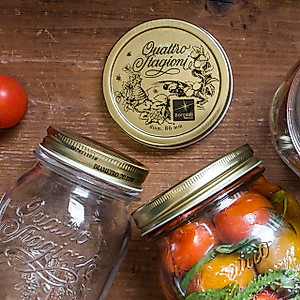 Bormioli Rocco 3-3/8", 86mm Quattro Stagioni Lids, 2 pack, Gold