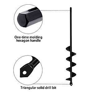 Auger Drill Bit for Planting 1.8x14.6inch Garden Auger Spiral Drill Bit Bulb Planter Auger Post Hole Digger Garden Spiral Hole Drill Planter Soil Auger Planting Auger for Hex Driver Drill Solid Shaft