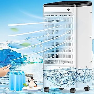 Portable Air Conditioners[ 2023 Newest], 3 IN 1Air Conditioner Portable for Room, 65° Oscillation Swamp Cooler with 3 Wind Speeds, 4 Modes, 6 Ice Packs,12H Timer, Remote, Portable AC for Office Home