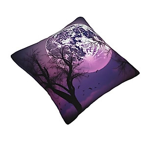 VTCTOASY Purple Moon Night Sky Print Throw Pillow Covers Fashion Throw Pillow Case Soft Couch Pillows Decorative Square Pillow Covers for Sofa Living Room 16"x16"