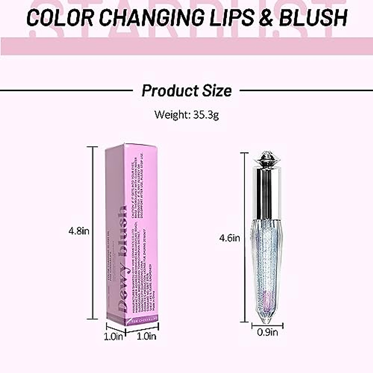 Erinde Clear Color Changing Blush Oil, Moisturizing Blusher for Cheeks and Lips Balm, Multi-Use Cream Liquid Blush Lip Gloss, Blendable Formula, Vegan & Cruelty-Free