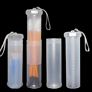 Chistepper 4 Packs Extendable Plastic Brush Case Extra Long Paint Brush Holder Clear Paint Brush Storage Box Long Brush Tube Storage Watercolor Pen Container (4)