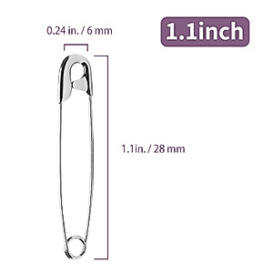 1000Pcs Safety Pins, 1.1 Inch Rust-Resistant Steel Wire Silver Sewing Pins Small Safety Pins Bulk for Clothes Crafts Home Office Use