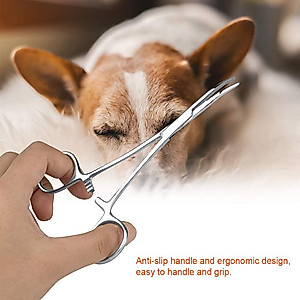 Dog Ear Hair Removal Tool, Dog Ear Plucking Tool Dog Ear Hair Remover Pets Ears Nose Hair Puller Stainless Steel Grooming Cleaning Clamp with Curved Tip Tweezers for Pet Cats Trimmer Accessories(big)