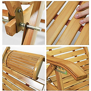 CHLDDHC 5-Gear Adjustable Recliner Chair, Folding Natural Durable Bamboo Lounge Seating for Outdoor Garden Patio Living Room Porch, Portable Deck Recliner