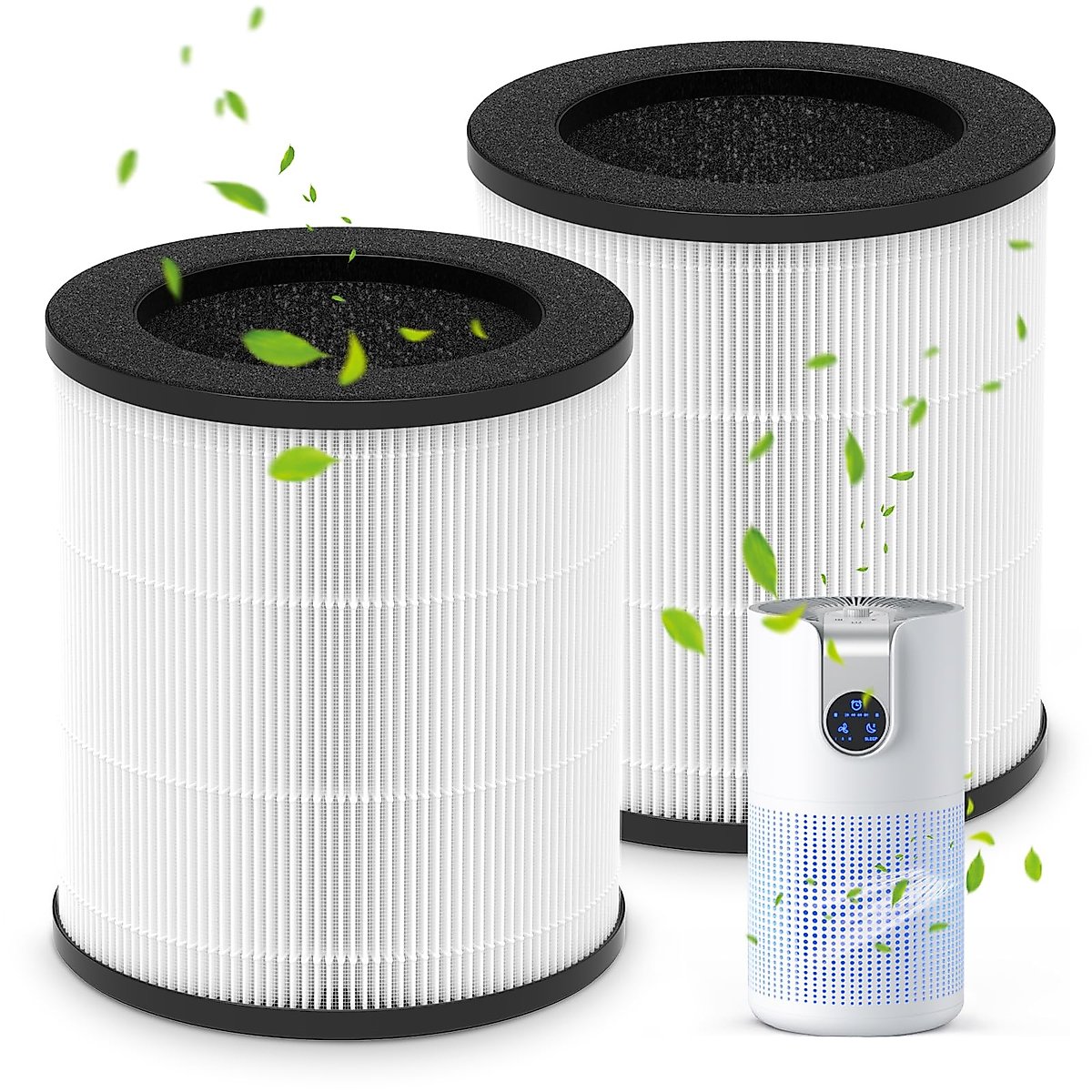M03 Replacement Filter Compatible with MOOKA M03 Air Purifier, H13 True HEPA Filter, 3-in-1 Pre-Filter, HEPA Filter, High-Efficiency Activated Carbon Filter Filtration System, 2 Pack
