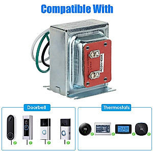 24V 40VA Thermostat and Doorbell Transformer, Power Transformer Compatible with Nest, and Honeywell, and Ecobee and Sensi Thermostat, Nest Hello and All Versions of Doorbells