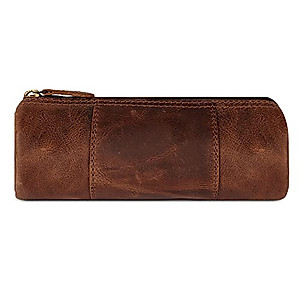 The Antiq Make-up Pouch, Leather Zipper Pouch, Leather Pencil Case, Marker Pouch