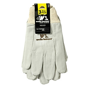 Wells Lamont Canvas Work Gloves, Standard Weight, Wearpower, Large, 3 Pack (48LF) , White