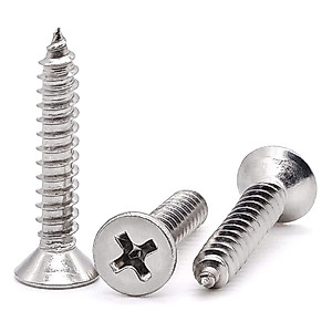 Glvaner #4 x 3/4 inch Flat Head Wood Screws Sheet Metal Screw 100 pcs 304 Stainless Steel 18-8 Self Tapping Screw