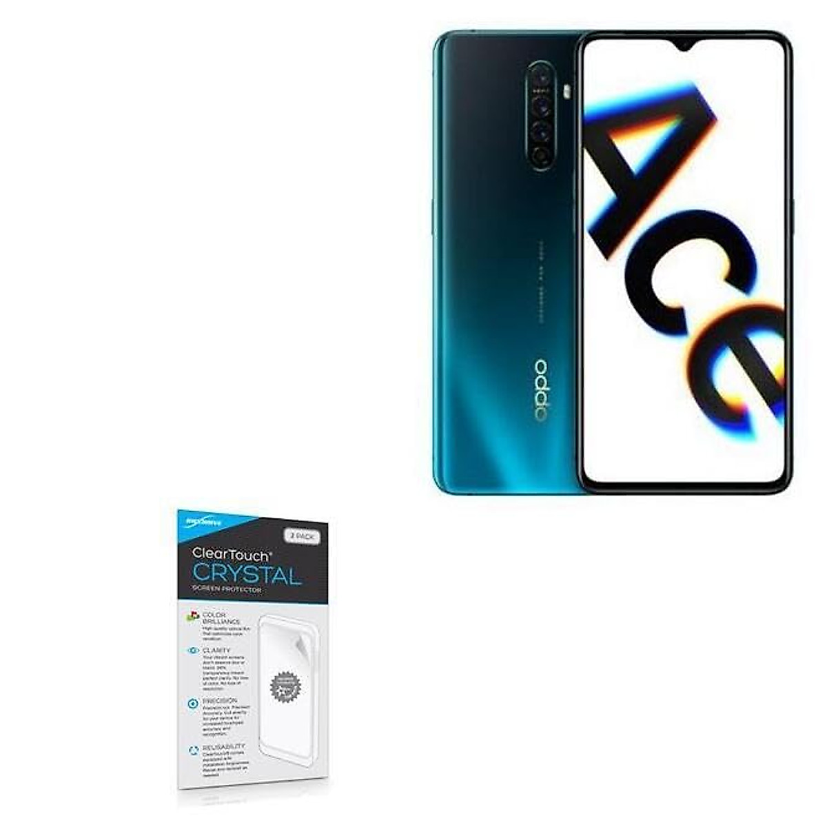 BoxWave Screen Protector Compatible with Oppo Reno Ace - ClearTouch Crystal (2-Pack), HD Film Skin - Shields from Scratches for Oppo Reno Ace