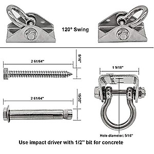 Porch Swing Hanging Spring Kit - 1600 Lbs Heavy Duty Suspension Swing Hangers Hardware, Hammock Hooks Ceiling Mount Set (2 Sets)