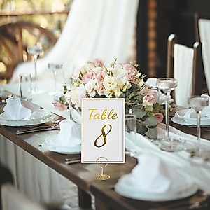 Gold Table Number Cards with Holders, 1-30 Gold Place Cards with Stands, 4x6" Double Sided Table Place Cards, Table Sign with Stands for Wedding Reception Event Party Restaurant Centerpieces Decor