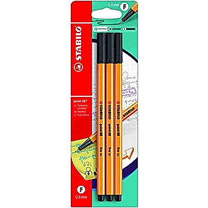 STABILO Point 88 ERASABLE FINELINER Superfine 0.4MM - Black (Pack of 3)