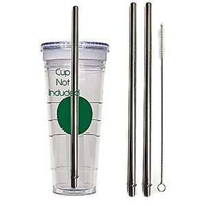 Travel Mug Replacement Straws- 2qty - Stainless Steel Drink for Hot & Cold Grande To-Go Drinking Tumbler Rambler Cups