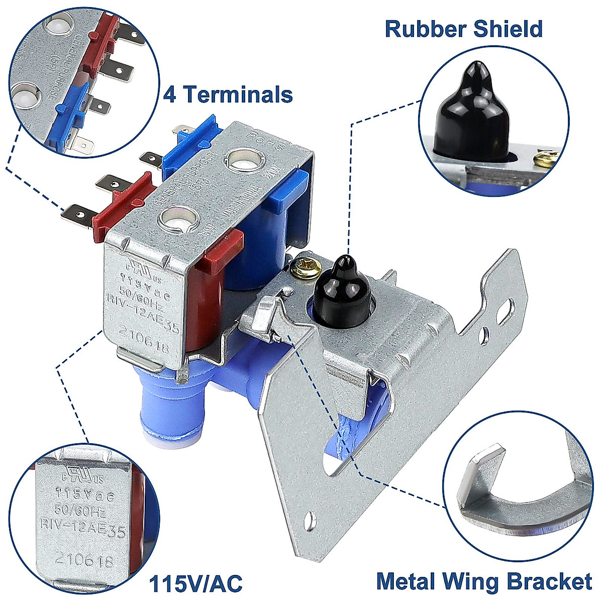 WR57X10032 WR57X33326 Refrigerator Water Inlet Valve by Fetechmate WR57X10032 Dual Solenoid Valve Compatible with G-e Refrigerator Replace WR57X33326 WR57X10040 WR57X10064