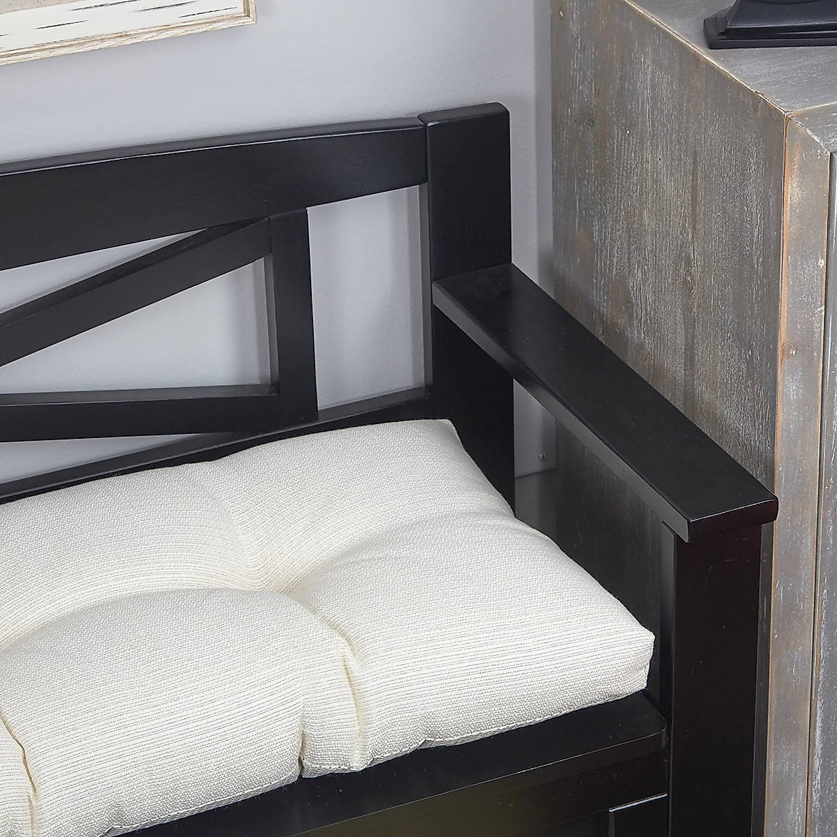 Klear Vu The Gripper Omega Non-Slip Tufted Bench Cushion for Indoor Furniture, Entryway Storage, Bay Window, Corner Nook or Piano Seat, 35 Inches, 01 Ivory