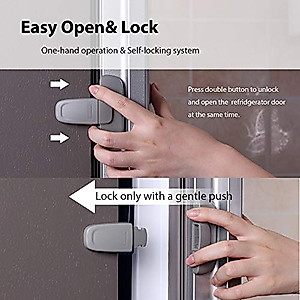 EUDEMON Home Refrigerator Fridge Freezer Door Lock Latch Catch Toddler Kids Child Cabinet Locks Baby Safety Child Lock Easy to Install and Use 3M Adhesive no Tools Need or Drill (Grey)
