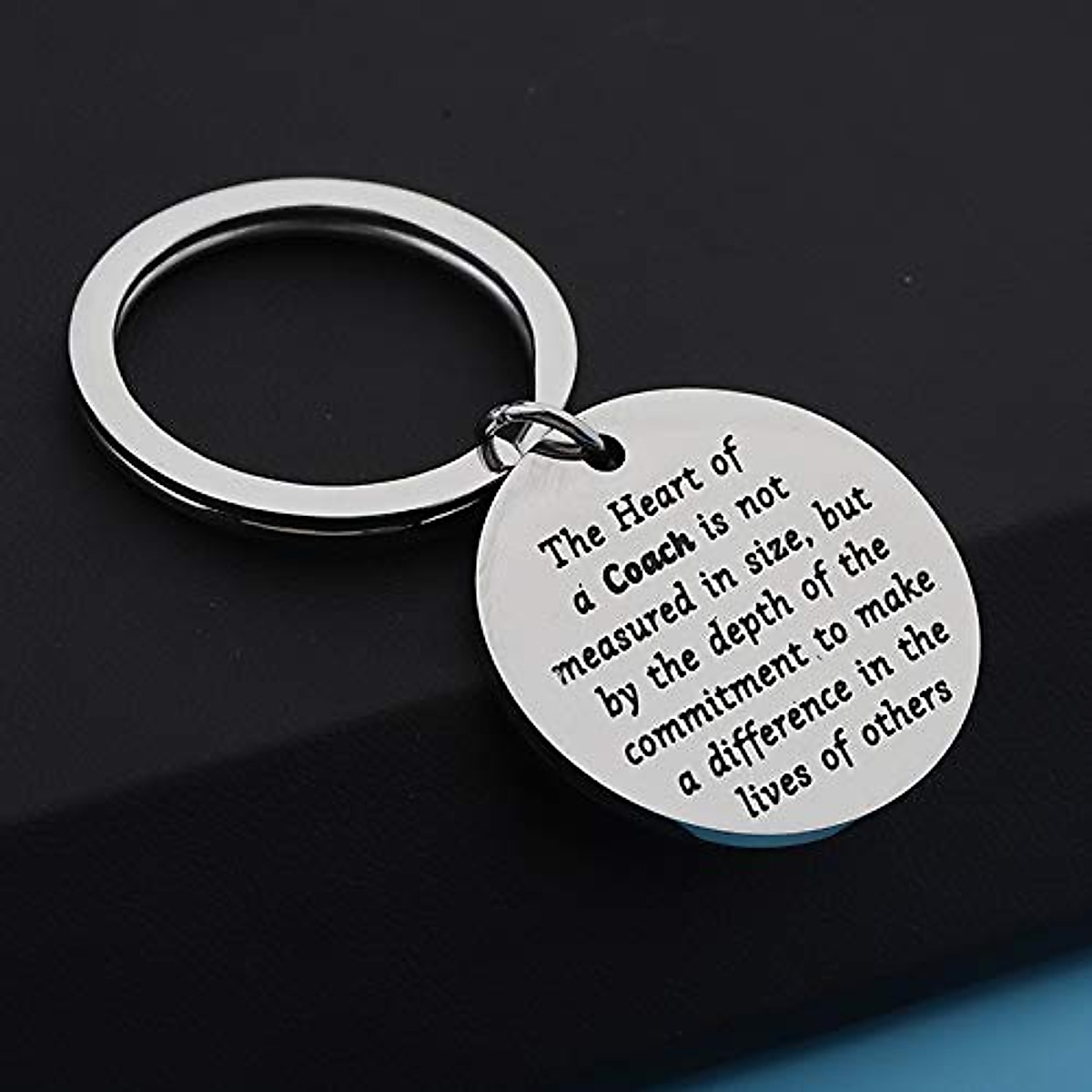LQRI Thank You Coach Keychain Coach Gift The Heart of a Coach is Not Measured in Size Coach Appreciation Gift for Cheer Coach Cheerleading Swimming Basketball Baseball Coach (sliver)