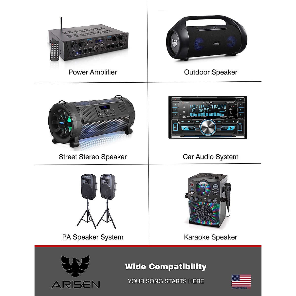 ARISEN Wireless Microphone System, Professional Karaoke Microphone UHF Dual Channel Handheld Microphone, 200ft Range Receiver and 2 Handheld Mic Set, Cordless Mic Systems for, Church, Wedding, DJ