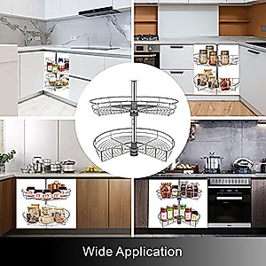 Suninlife Kidney Chrome Lazy Susan Cabinet 32" Kitchen Cabinet Blind Corner 2 Tier Stainless Steel Corner Cabinet Organizer