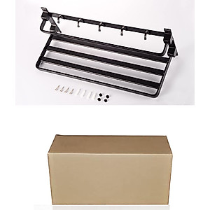 LUOFDCLDDD Towel Shelf, Multi-Function Towel Rack with Storage, Suskitchen Towel Holder,Wall Mounted Bath Towel Rail Bar with 5 Hooks,Metal Gray, 60Cm/23.6In