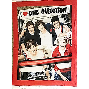 DT Homes I Heart One Direction Fleece 1D No-Sew Throw Blanket Kit - Includes Front & Back Panel (48" X 60") FL48