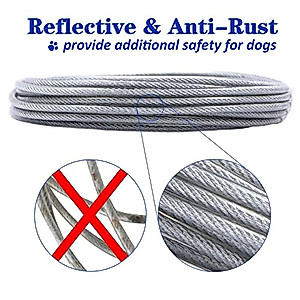 Dog Tie Out Cable for Dogs Outside Up to 125/250lbs,10/20/30/50FT Long Dog Leashe&Chains,Small-Large Dogs Runner Cable for Yard,Heavy Duty Dog Lead Line for Outdoor,Camping,Yard(250lbs 10FT, Silver)