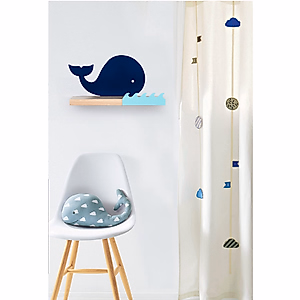 CribMATE Wall Shelf Kids Whale Nursery Decor Floating Shelves - Floating Whale Bookshelf - Wood Toy Display Organizer - Baby Nursery Wall Decor. Peg Board Book Shelves, Picture Ledge Blue