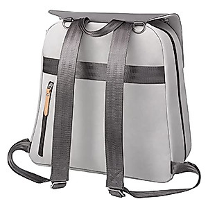 Petunia Pickle Bottom Meta Backpack | Diaper Bag Backpack for Parents | Comfortable, Spacious, & Sleek for On The Go Moms & Dads | Grey Pearl Nubuck Leatherette