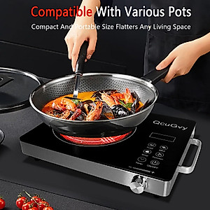 Portable Infrared Burner 3500W Electric Burner with 3 Hours Timer-Electric Hot Plate Touch Control Panel Adjustable Heating Power Glass Plate Electric Cooktop for Cooking