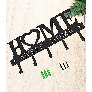 WIPHANY Sweet Home Key Holder Wall Mounted Black Metal Decorative Keys Holder Home Design Organizer for Key Rack for Entryway Hooks Home Hangers