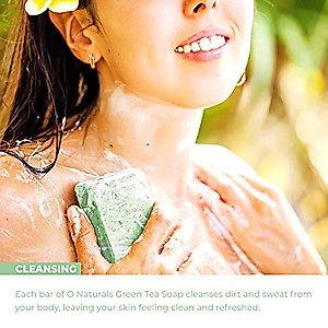 O Naturals 6-Piece Green Tea Herbal Essential Oils Natural Bar Soap Collection Moisturizing Face & Body Cleanser Gift Set Vegan Ingredients Shea Butter Enriched. Men & Women 4oz