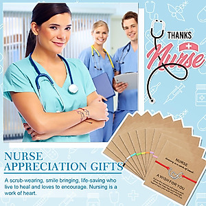 Kigeli 30 Pcs Nurse Gifts Bulk Stethoscope Heart Appreciation Bracelet Gifts Blessing Card Bracelets RN Nurse Jewelry for Women Men (Multi Style)