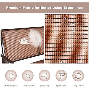 Generic BANGTANE Swing Glider for 2 People, Rocking Lounge Chair wMesh Fabric and Steel Frame, Patio Bench for Backyard, Garden, Poolside, Lawn, Indoor and Outdoor Use Brown