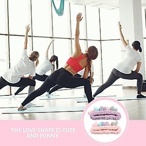 Luxshiny Elastic Hair Ties 2pcs Elastic Makeup Headband, Plush Spa Headband Heart Face Wash Headband for Makeup Washing Makeup Headband