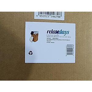 Relaxdays Folding Round Laundry Basket Bin Hamper, 65 x 41 cm, 64 L, Made of Bamboo, Foldable, Black