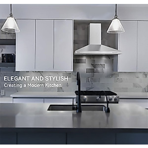 Hermitlux Range Hood 30 inch Stainless Steel, Wall Mount Vent Hood for Kitchen with Charcoal Filter, Range Hoods with Ducted/Ductless Convertible