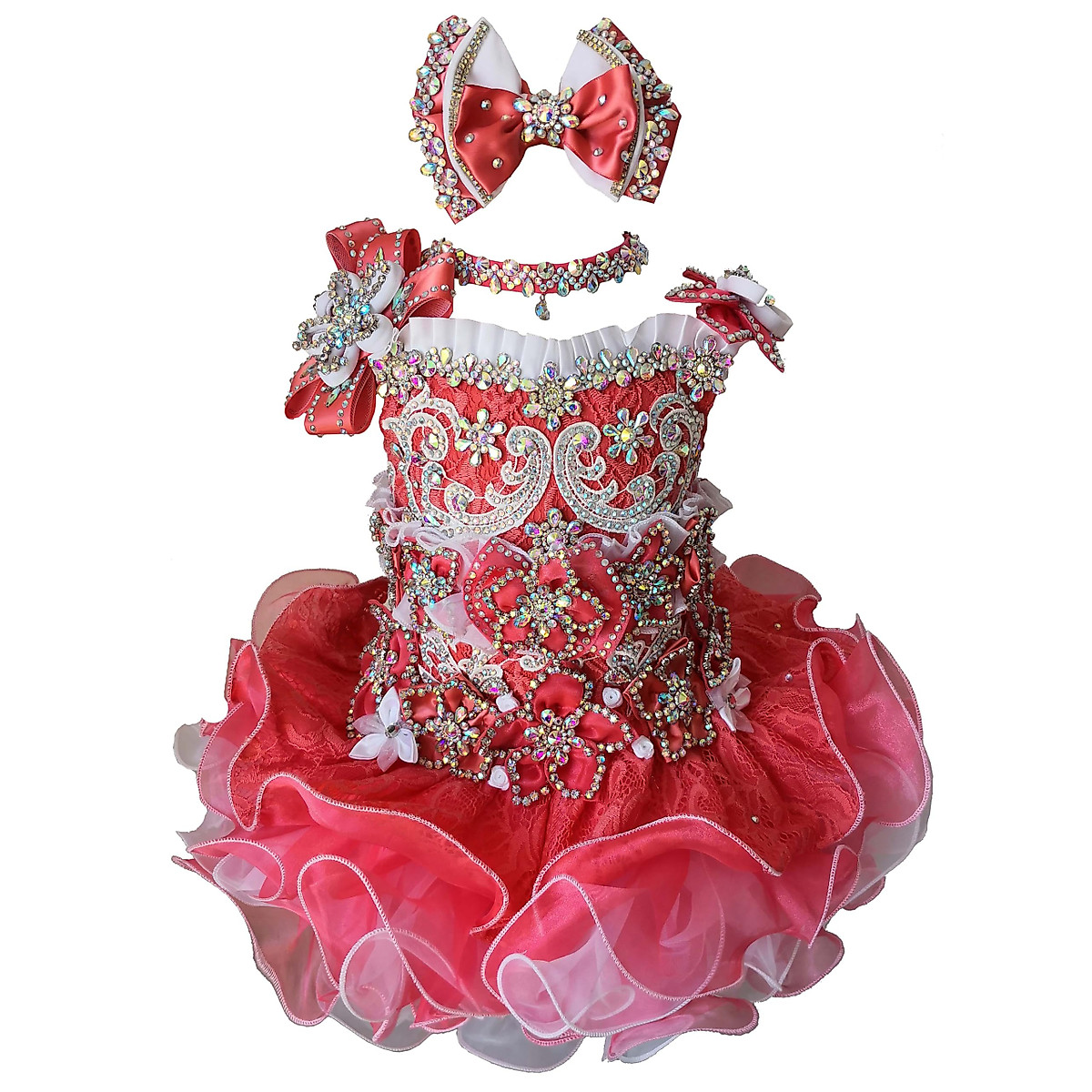 Jenniferwu G016 Infant Toddler Baby Newborn Little Girl's Pageant Party Birthday Dress Peach Size 12-18M