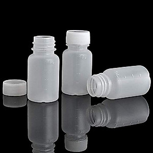 LAZZON with Lids PE Plastic Empty Small Mouth Graduated Lab Chemical Container Reagent Bottle Sample Sealing Liquid Medicine Bottle 20Ml