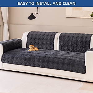 Eismodra Armrest Covers,Sectional Couch Covers,L Shape Sofa Slipcover Furniture Protector for Dogs Cats Pet Chaise Lounge 3 Cushion Couch Loveseat,Dark Gray 28 x 28 inches (Only 1 Piece)