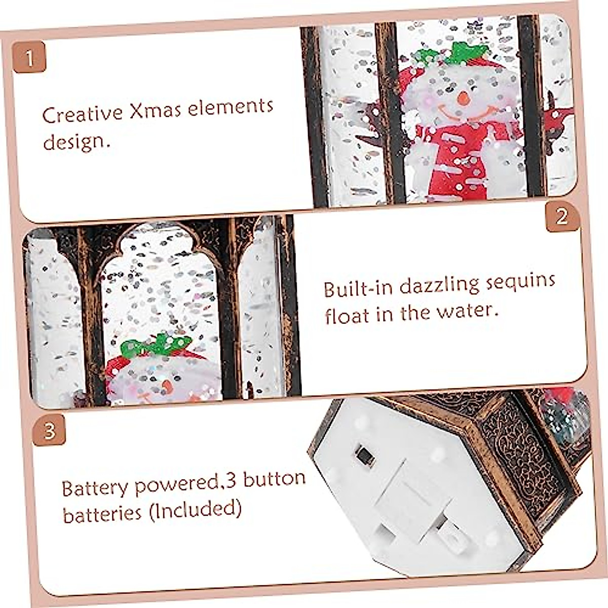 DOITOOL 1pc Hexagon Lamp Lantern Snow Globes for Christmas Snow Globes Portable Lantern Micro Landscape LED Night Light Festival Gift Christmas Ornament Small LED Ornament Shine