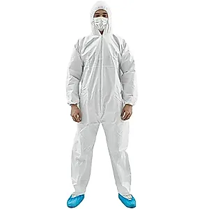 Disposable Hazmat Suit Protective Coverall with Hood for Men & Women XL Case of 10